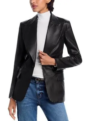 FRAME The Peak Lapel Leather Jacket - Black