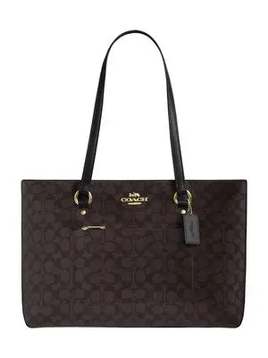 COACH OUTLET Coach Signature Canvas Station Tote Bag - Gold/walnut/black