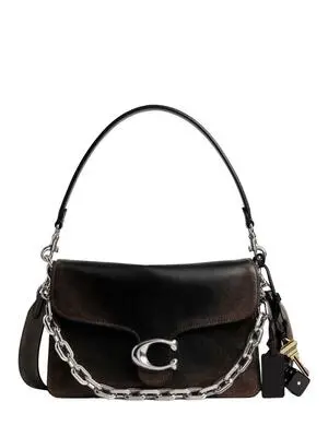 COACH® Chain Tabby Shoulder Bag - Loved Leather/silver/black Brown