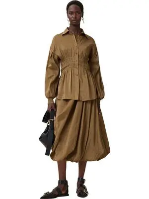 ALLSAINTS Nia Draped Midi Skirt - Brown
