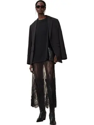 ALLSAINTS AllSaints Arran Lace Ankle Length Skirt Black