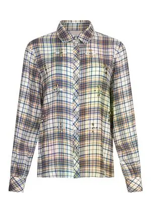LIU JO Crystal-Embellished Check-Pattern Shirt