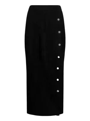 Liu Jo Button-embellished Ribbed Midi Skirt - Black