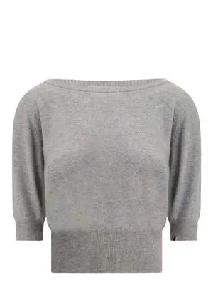 Extreme Cashmere Boat-neck Puff-sleeve Knitwear - Grey