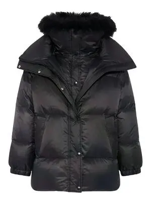 YVES SALOMON Lambswool-trim Puffer Jacket - Black