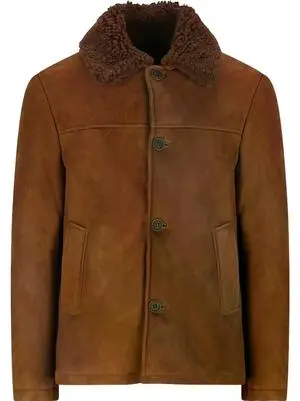 SALVATORE SANTORO Shearling Collar Jacket - Brown