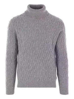 ZANONE Cable-Knit Turtleneck Sweater Grey