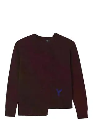 Y’s Asymmetric-hem Wool Sweater - Brown