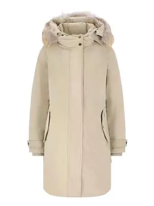 Woolrich Fur-trimmed Hooded Down Coat - Neutrals