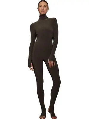 Norma Kamali Long Sleeve Slim Fit Catsuit - Bark