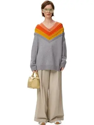 Loewe Sweater In Wool With Layered Construction Light Ghost/ginger Orange