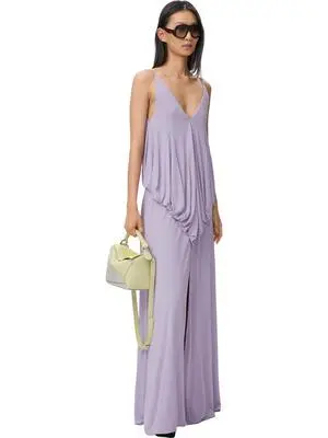 Loewe Draped Viscose Crepe Jersey Dress - Lilac
