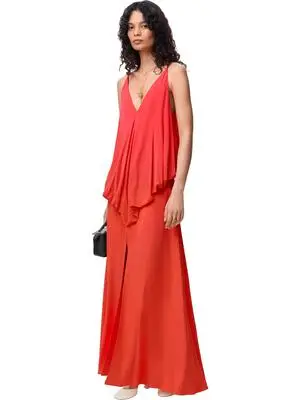 Loewe Draped Viscose Crepe Jersey Dress - Orange