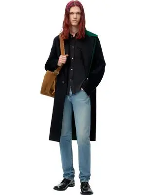 Loewe Hooded Wool And Cashmere Coat - Black/green