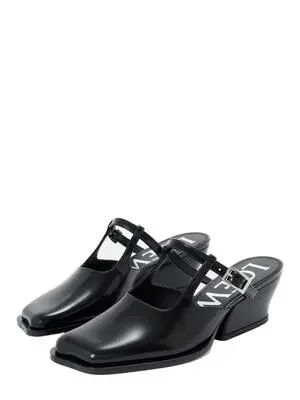 Loewe Onda Mule In Brushed Leather - Black