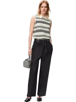 Loewe Belted Wool And Silk Trousers - Black