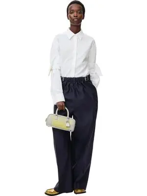 Loewe Belted Wool And Silk Trousers - Navy Blue