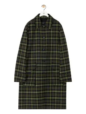 Loewe Cotton And Wool Tartan Coat - Black