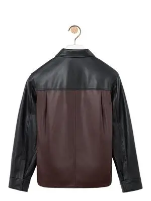 Loewe Overshirt In Nappa Lambskin - Black/burgundy