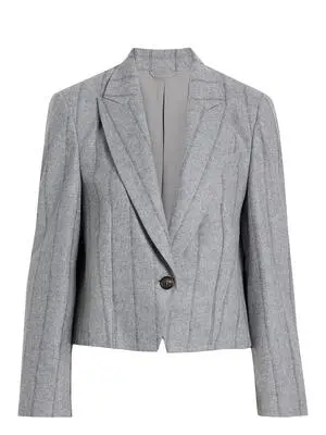 Brunello Cucinelli Pinstriped Wool-blend Blazer - Gray