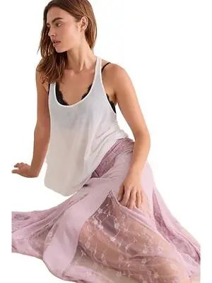 Free People Intimately Maxi Slip Skirt With Lace And Mesh Details - Keepsake Lilac