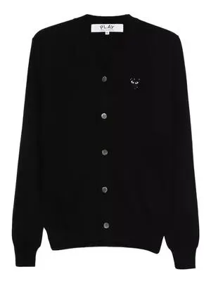 Play Comme Des Garcon Heart Emblem Cardigan - Black