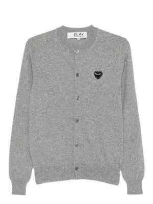 Play Comme Des Garcon Logo-patch Cardigan - Grey
