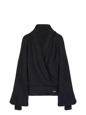 Balmain Ribbed-knit Hoodie - Black
