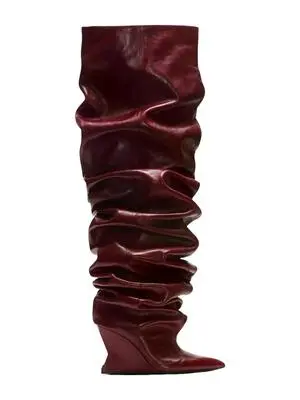 Balmain 95mm Ruched Wedge Over-the-knee Boots - Red