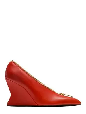 Balmain 95mm Zip-detail Wedge Heel Pumps - Red