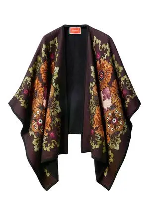 La DoubleJ Floral-patterned Wool Cape - Red