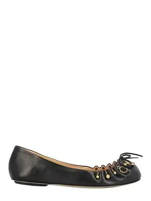 Chloé Embellished Ruffled Ballet Flats - Black
