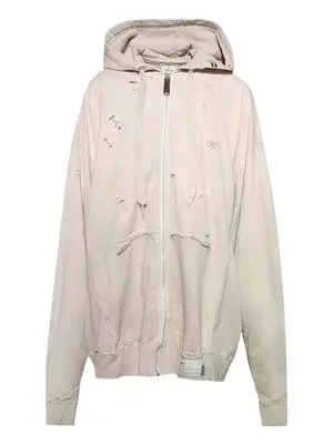 Mihara Yasuhiro Distressed Zip-up Hoodie - Neutrals