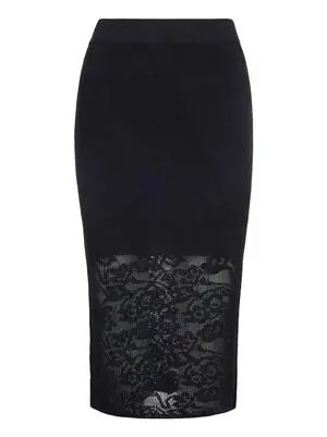 Patrizia Pepe Lace Panel Midi Skirt - Black