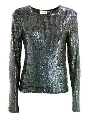 P.a.r.o.s.h Sequin-embellished Long-sleeve Top - Grey