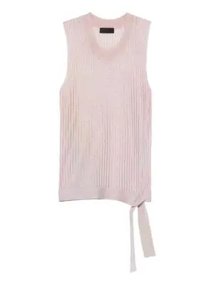 Liu Jo Ribbed-knit Tie-detail Top - Pink