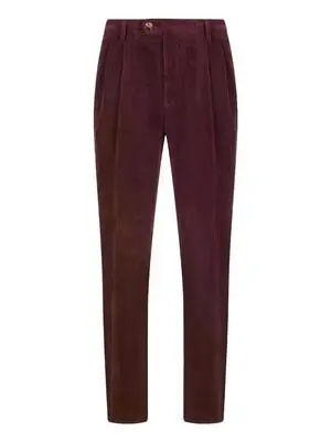 Brunello Cucinelli Pleated-front Corduroy Trousers - Red