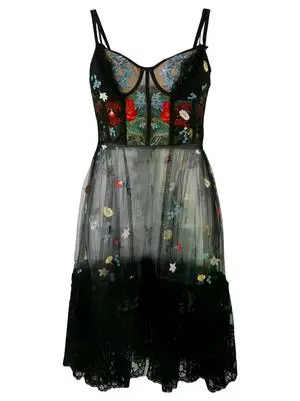 Alexander McQueen Embroidered Sheet Midi Dress - Black
