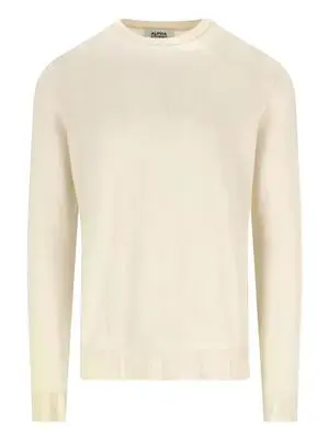 Alpha Studio Crew-neck Cashmere Sweater - White