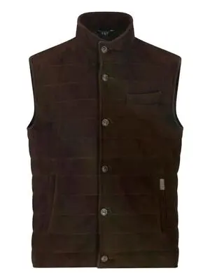 FAY Logo-patch Suede Gilet - Brown