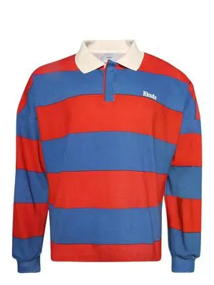 Rhude Striped-pattern Pique Polo Shirt - Red