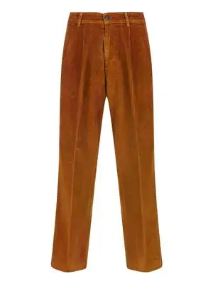 FAY Corduroy Straight-leg Trousers - Brown