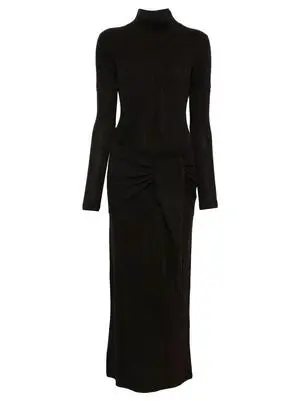 Federica Tosi Ribbed Tie-front Midi Dress - Black