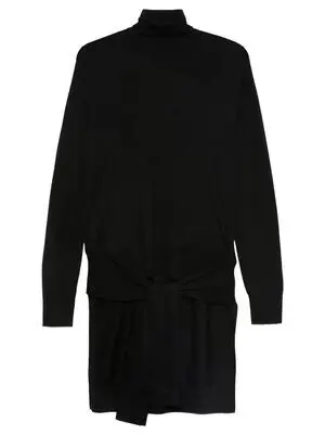 TOTEME Double-sleeve Tie-front Turtleneck Dress - Black