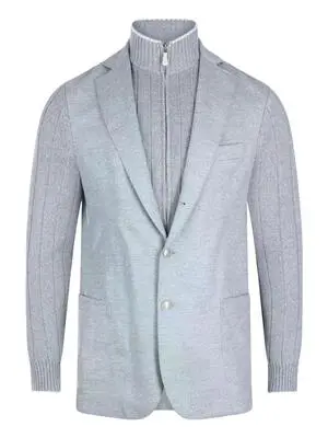 Eleventy Two-button Jacket With Knitted Sleeves - Grey