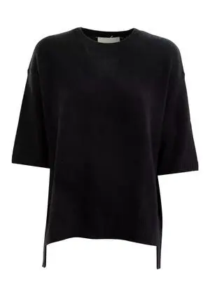LISA YANG Short-sleeve Sweater With Side-tie Detail - Black