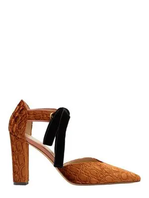 Ulla Johnson Corinna Croc-embossed Velvet Heels - Sierra