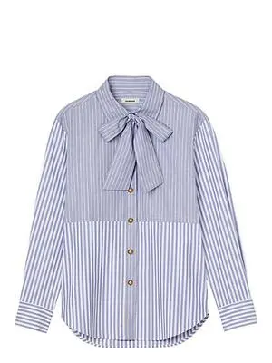 Sandro Tie-neck Striped Shirt - Blu / White