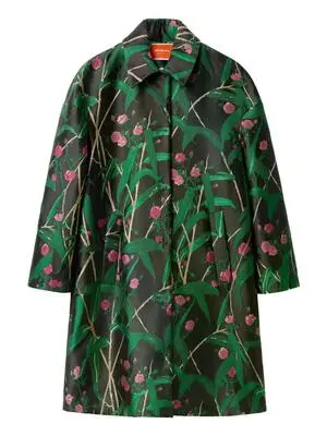 La DoubleJ Floral Boxy Coat - Black