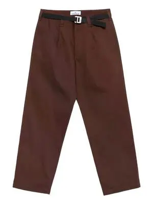 Stone Island Pleated-front Belted Trousers - Brown